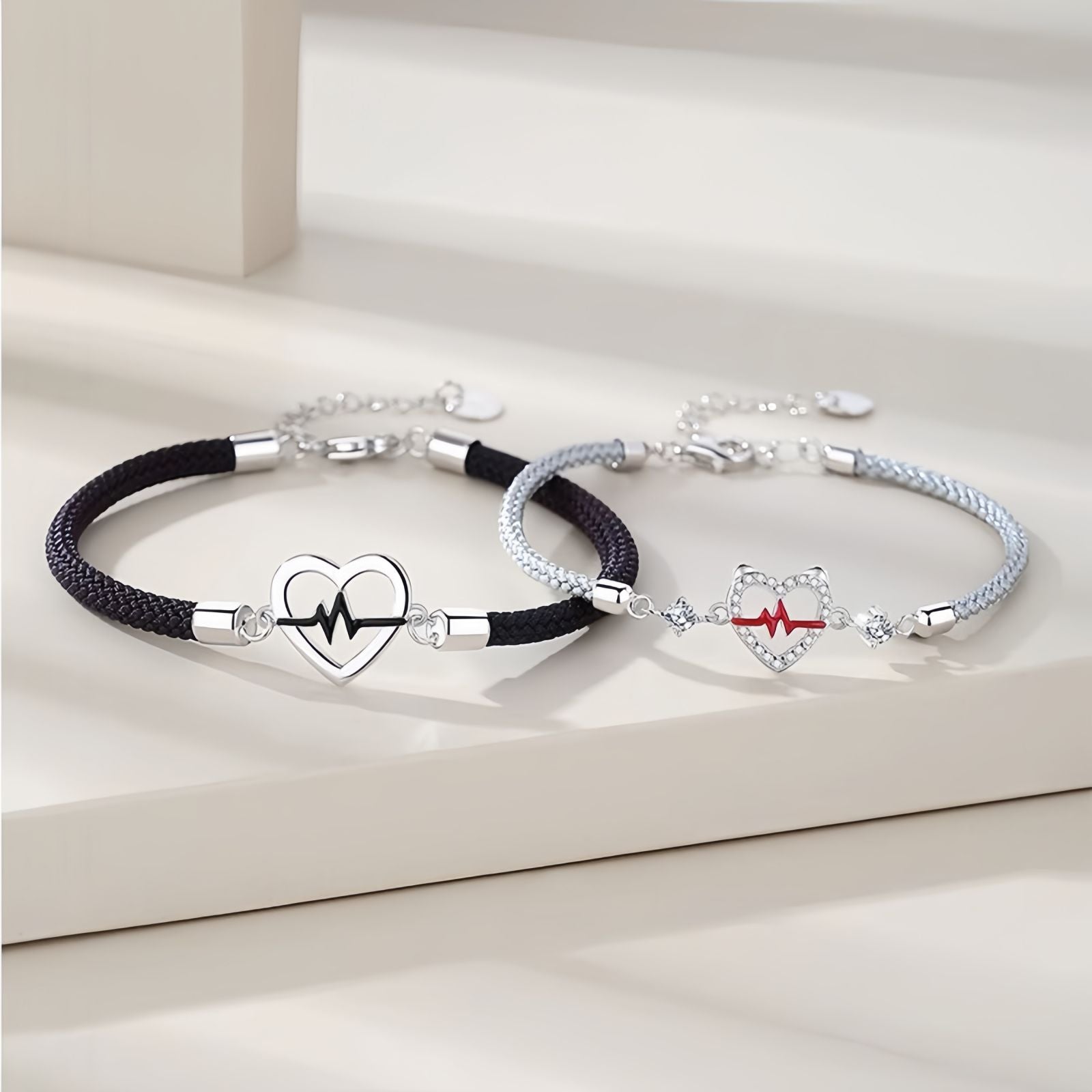 Heartbeat Signal Couple Bracelet | Heart Pulse Matching Bracelets
