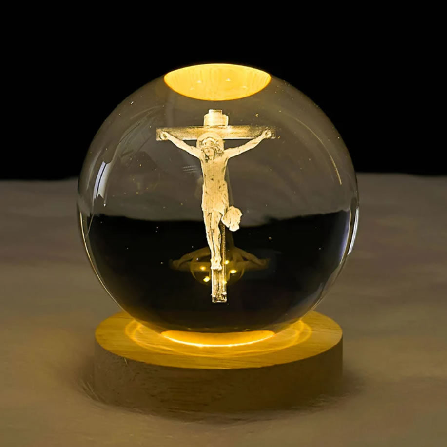 3D Cross Crystal Ball | 3D Catholic Holy Family Crystal Ball | Jesus ...
